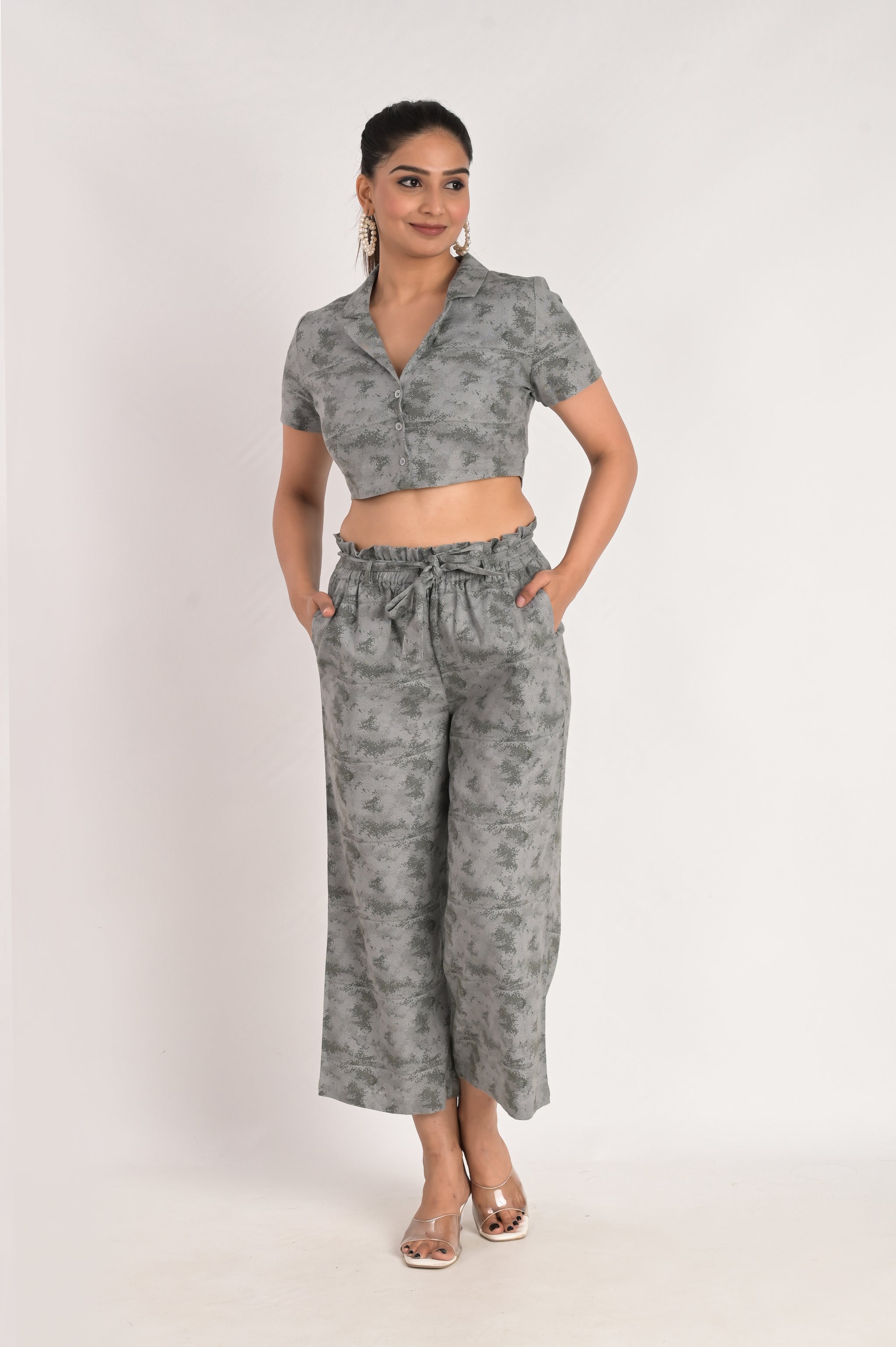 Grey Linen Co-Ord Set – KIZI Apparels