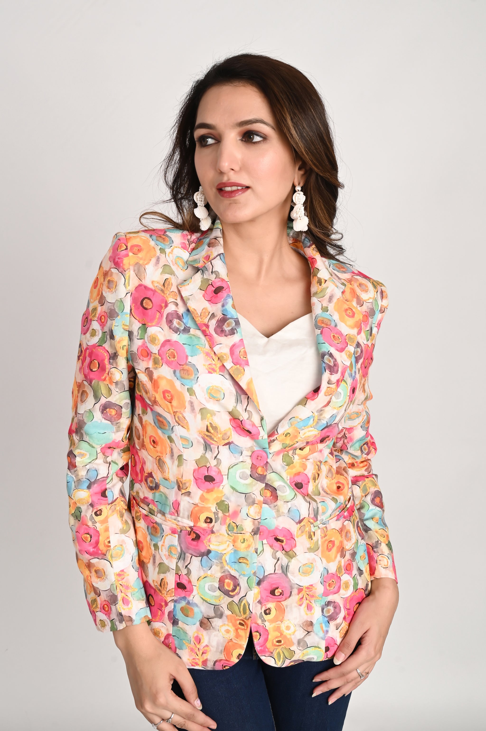 Floral Symphony Multicolor Blazer – KIZI Apparels