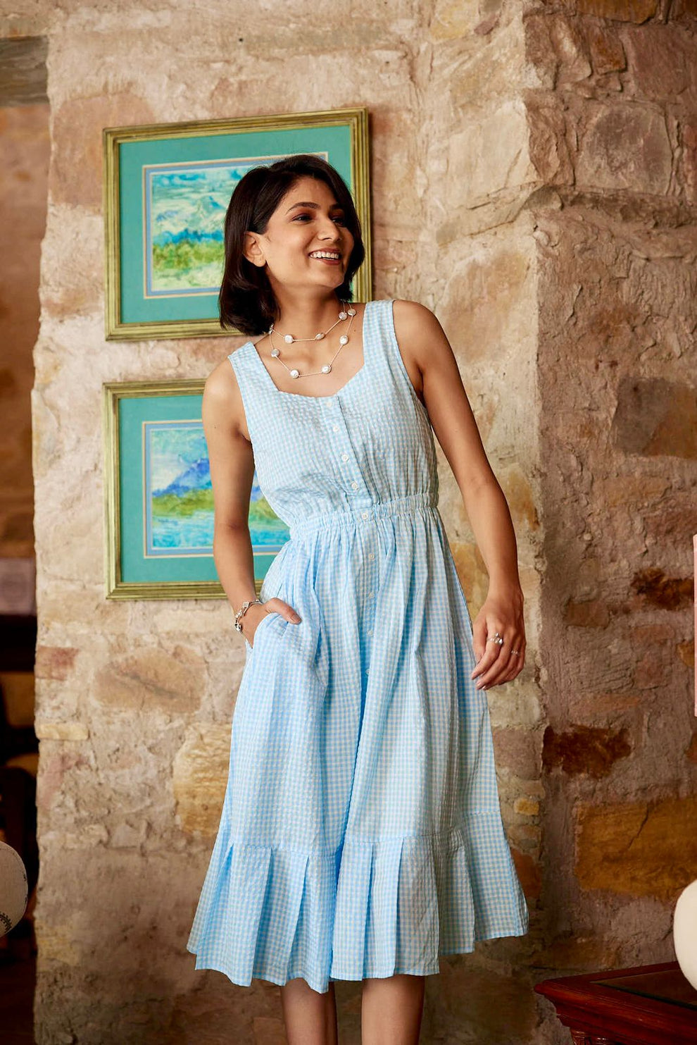 Tranquil Check Midi – KIZI Apparels